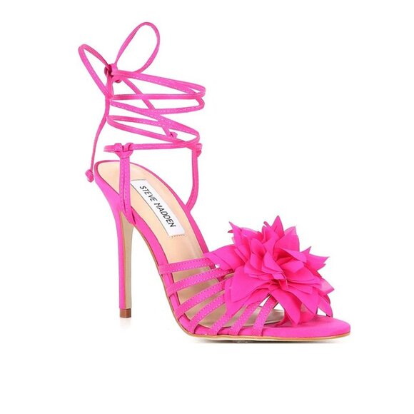 Steve Madden | Shoes | Steve Madden Jolisa Satin Flower Ankle Wrap ...